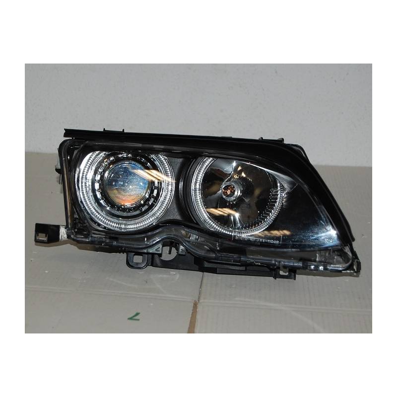 Set Of Headlamps Angel Eyes BMW E46 2002-2005, 4 Doors, Black - Bimar ...
